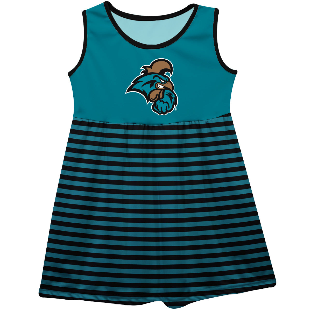 Coastal Carolina Chanticleers CCU Teal Black Sleeveless Tank Dress wit