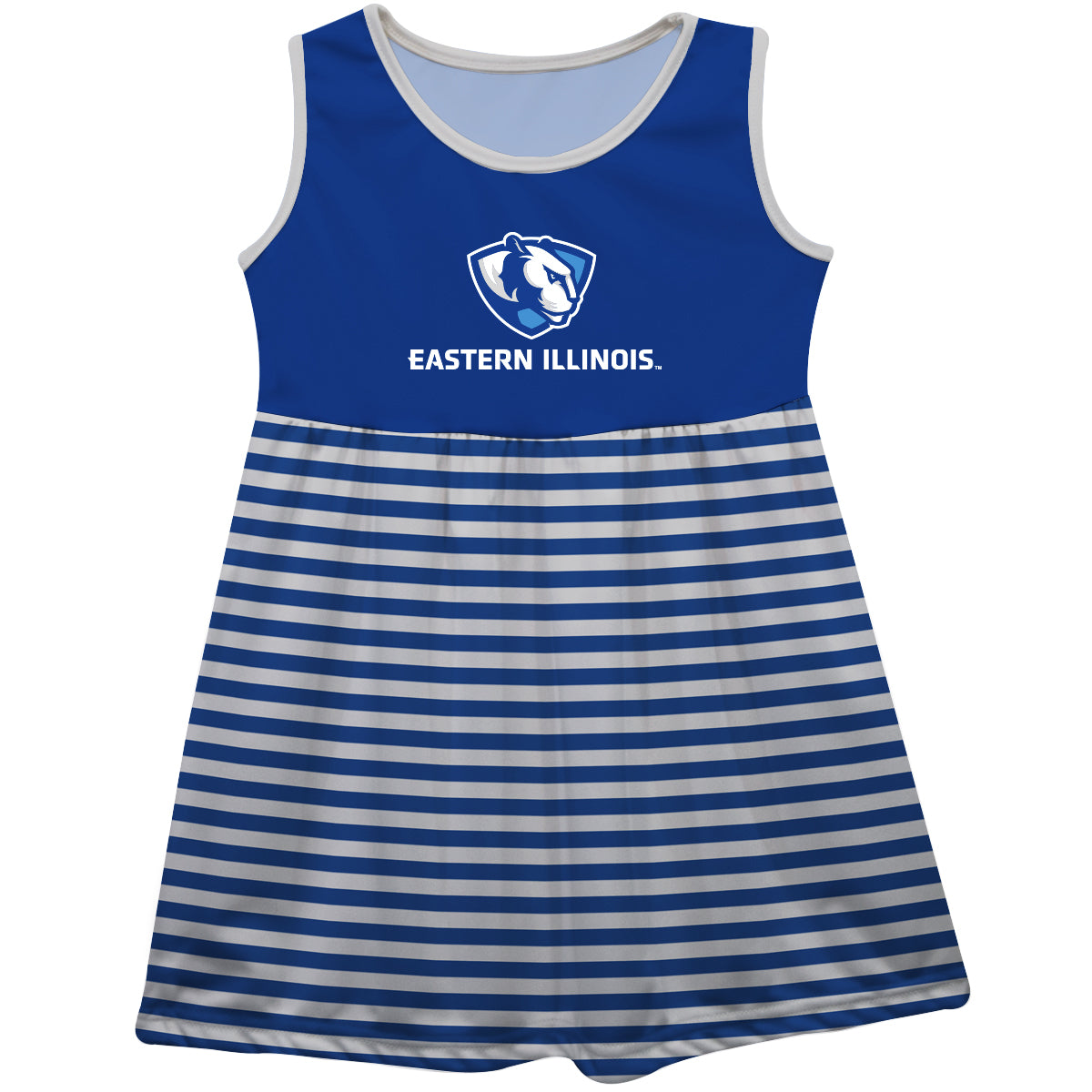 Eastern Illinois University Panthers EIU Blue and White Sleeveless Tan