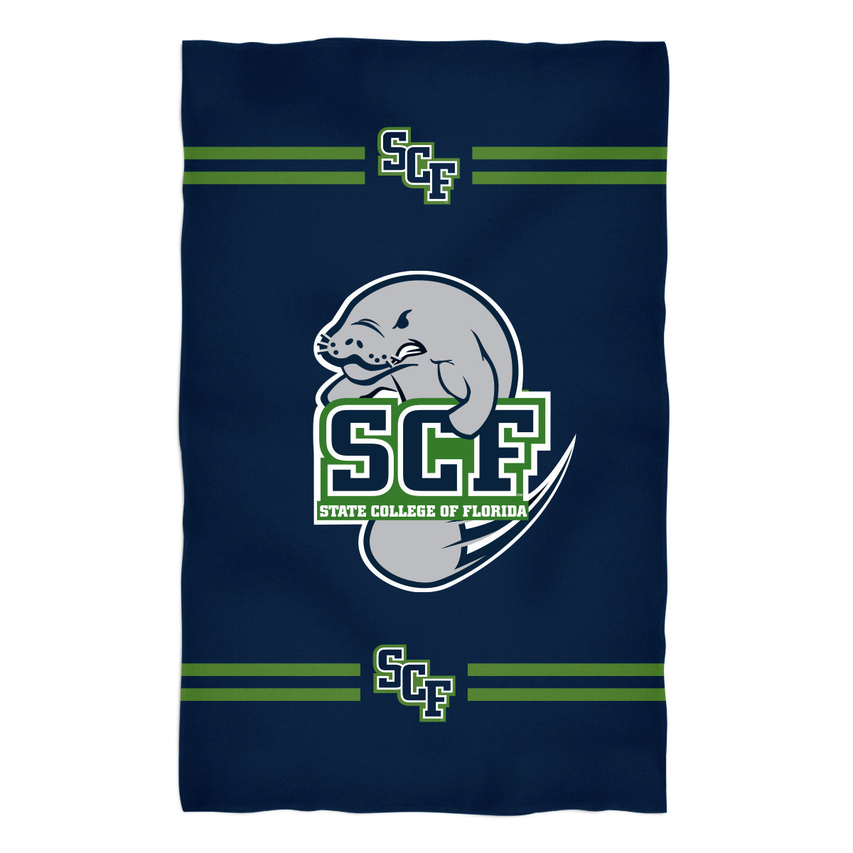 SCF Manatees Navy Beach Bath Towel by Vive La Fete
