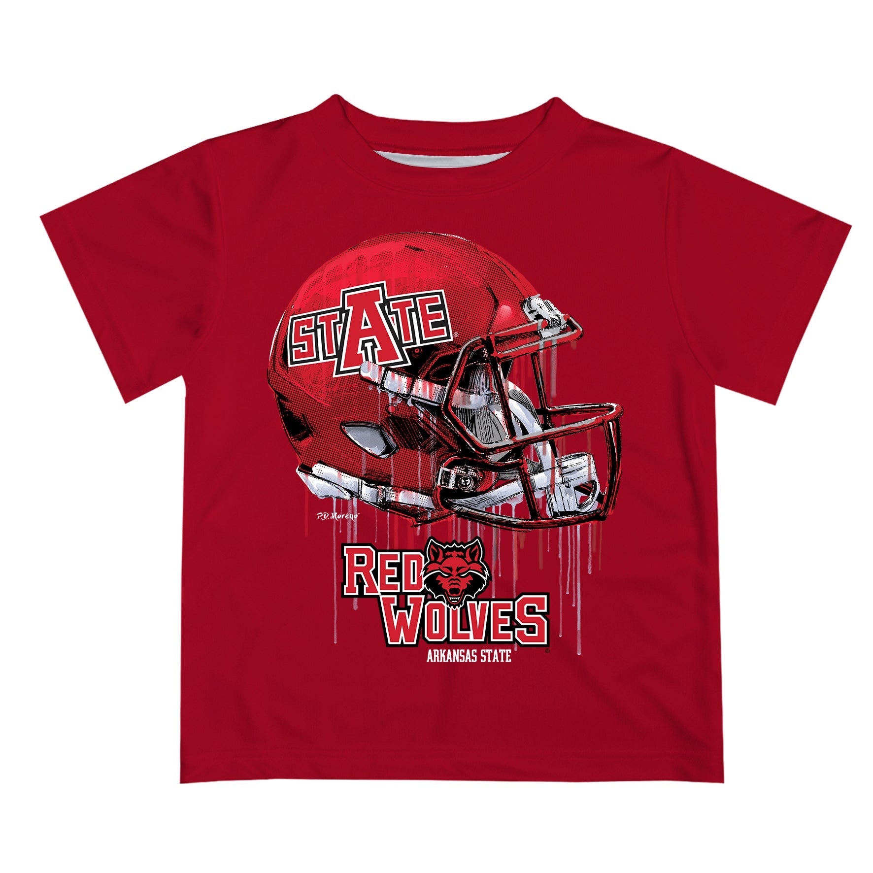 Arkansas State Red Wolves Original Dripping Football Helmet Red T-Shir