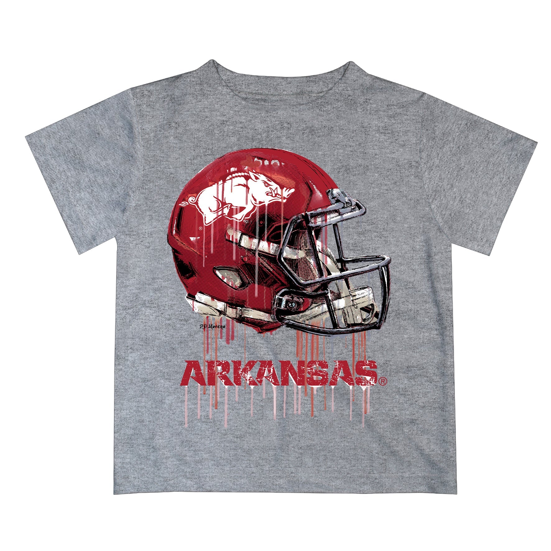 Arkansas Razorbacks Original Dripping Football Helmet Heather Gray T-S