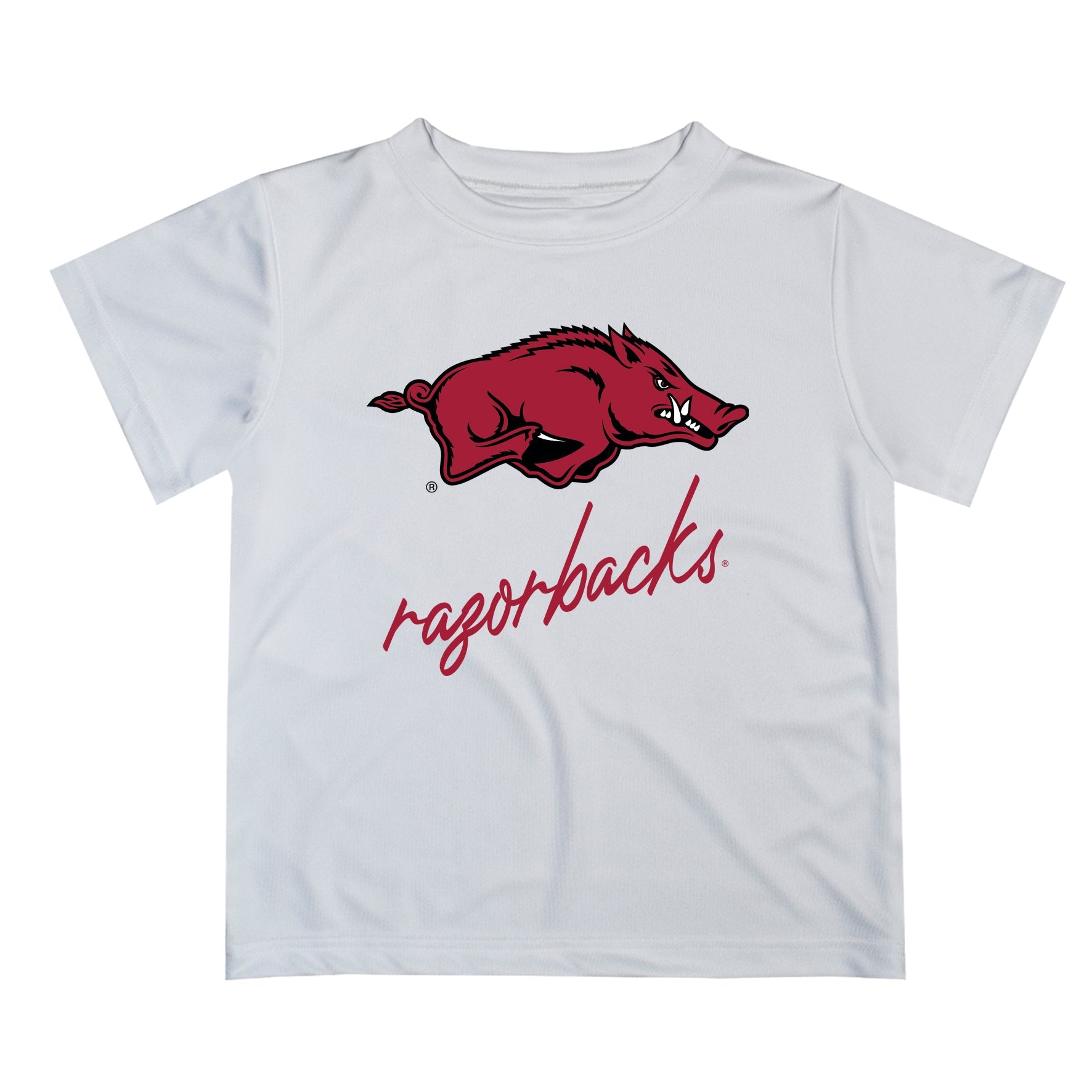 Arkansas Razorbacks Script White Short Sleeve Tee Shirt by Vive La Fet
