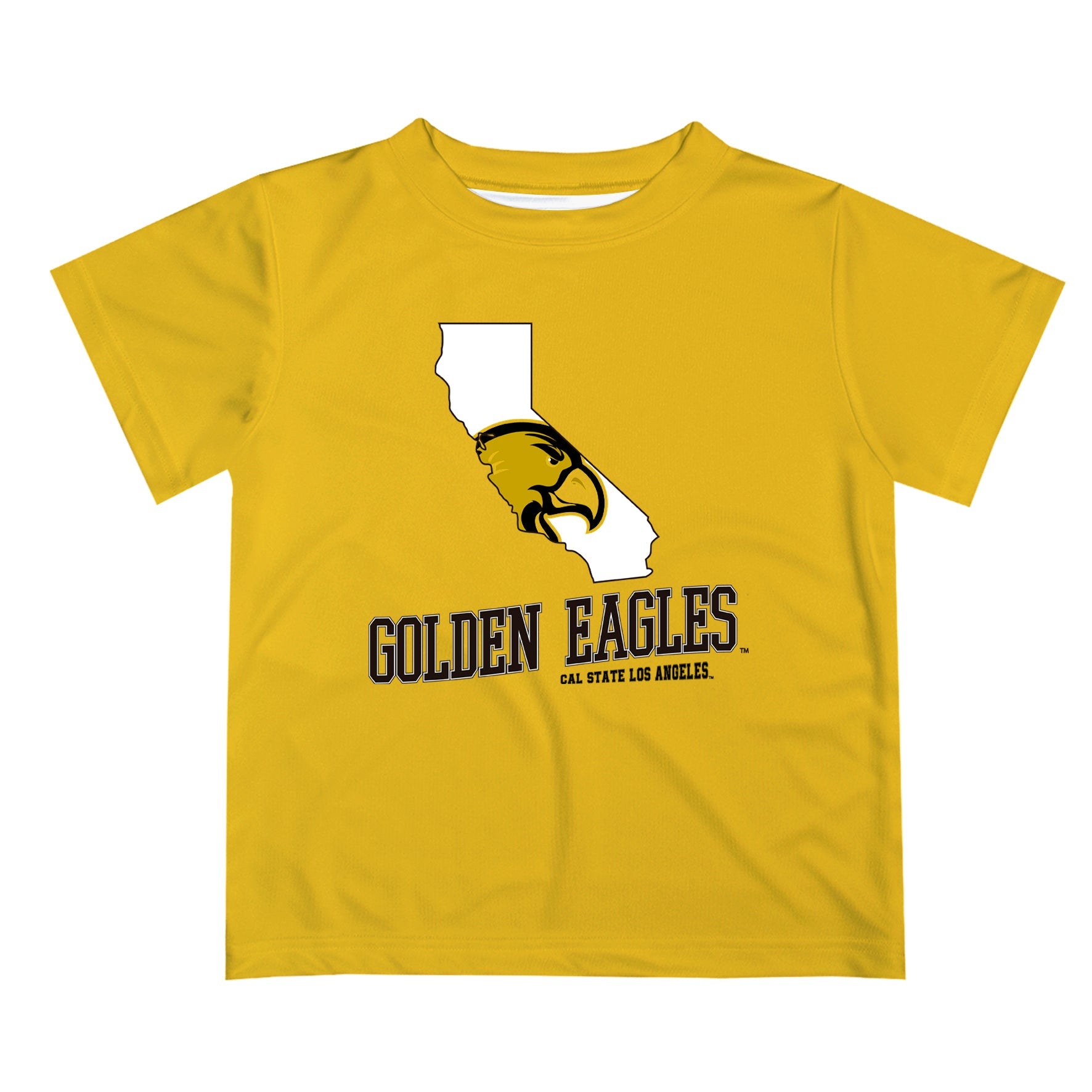 Cal State LA Golden Eagles State Map Gold Short Sleeve Tee Shirt by Vi