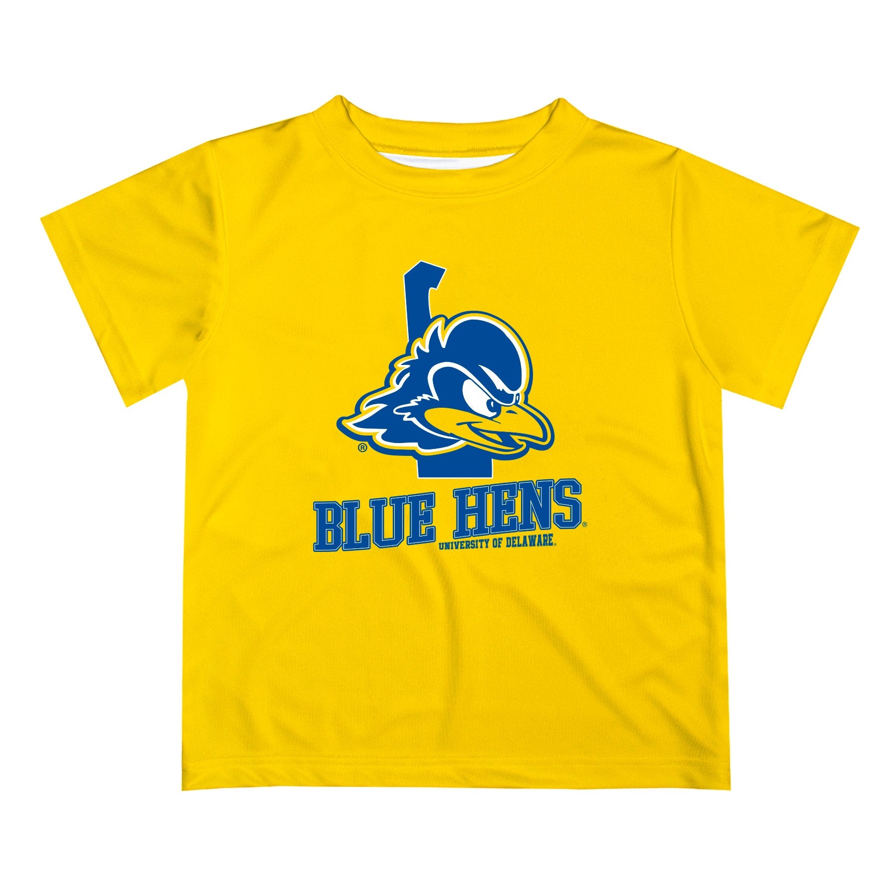Delaware Blue Hens State Map Yellow Short Sleeve Tee Shirt by Vive La