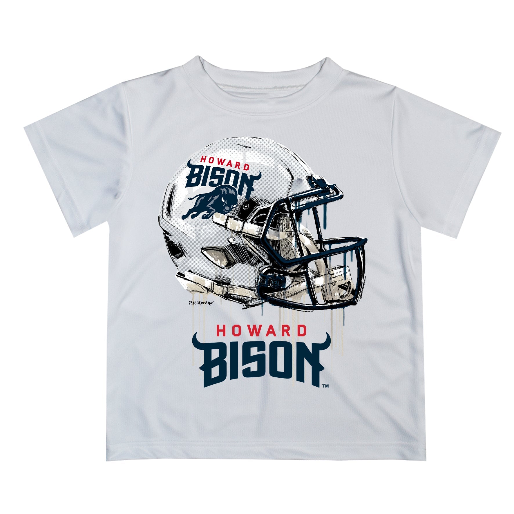 Howard University Bison Original Dripping Football Helmet White T-Shir