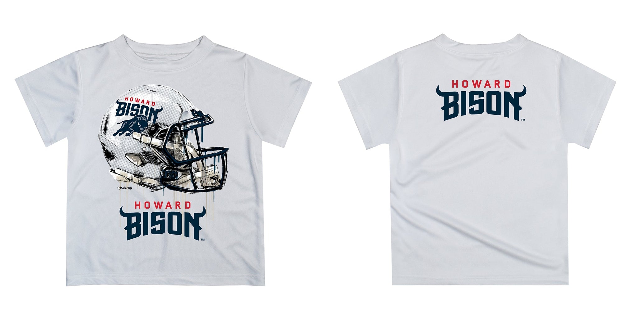 Howard University Bison Original Dripping Football Helmet White T-Shir