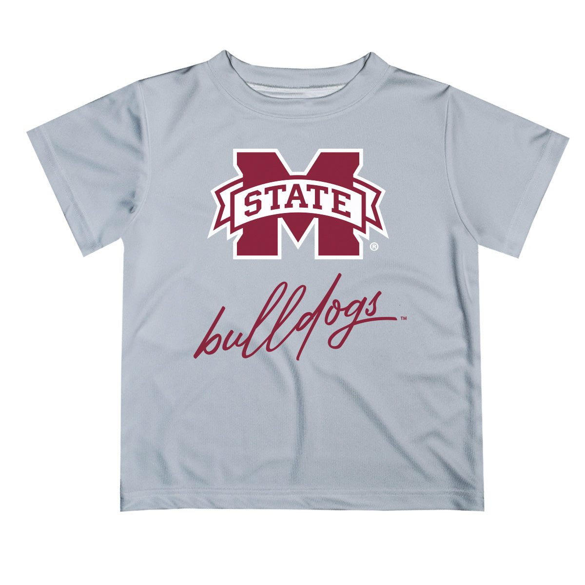 Mississippi State Bulldogs Script Gray Short Sleeve Tee Shirt by Vive
