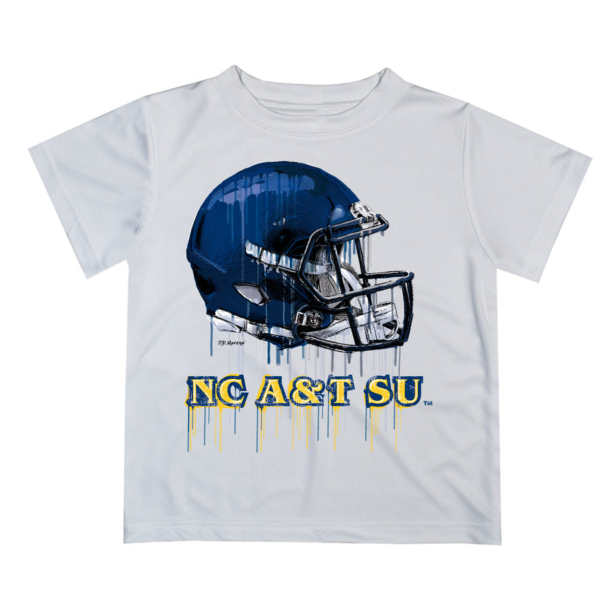 North Carolina A&T Aggies Original Dripping Football Helmet White T-Sh
