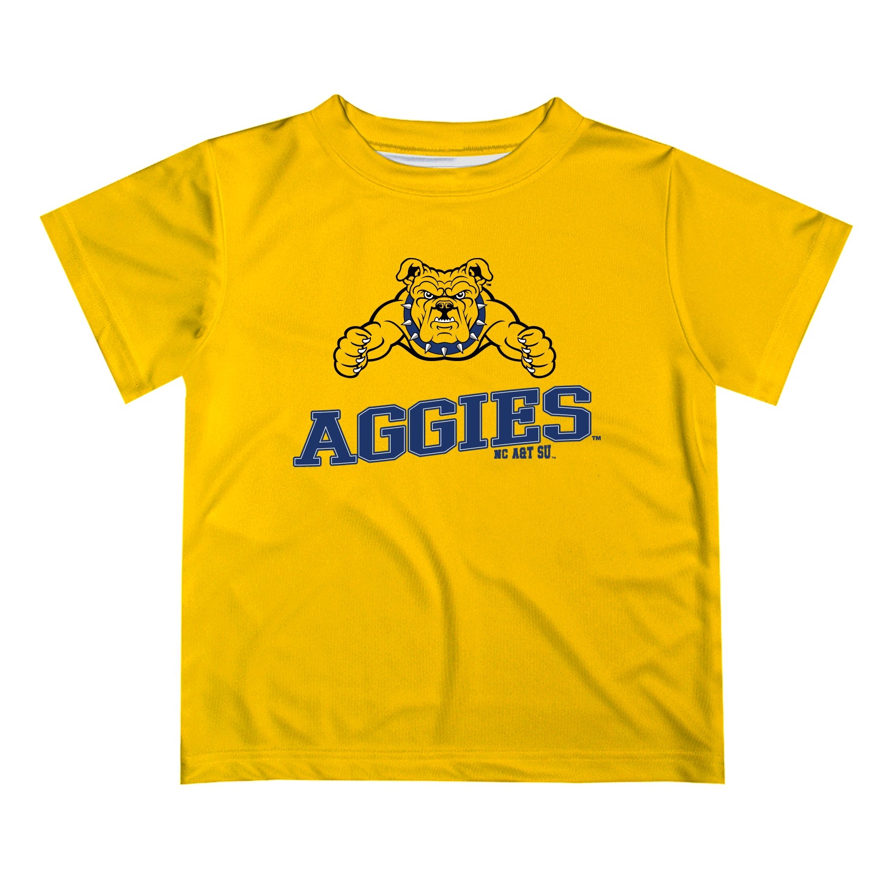 North Carolina A&T Aggies State Map Gold Short Sleeve Tee Shirt by Viv