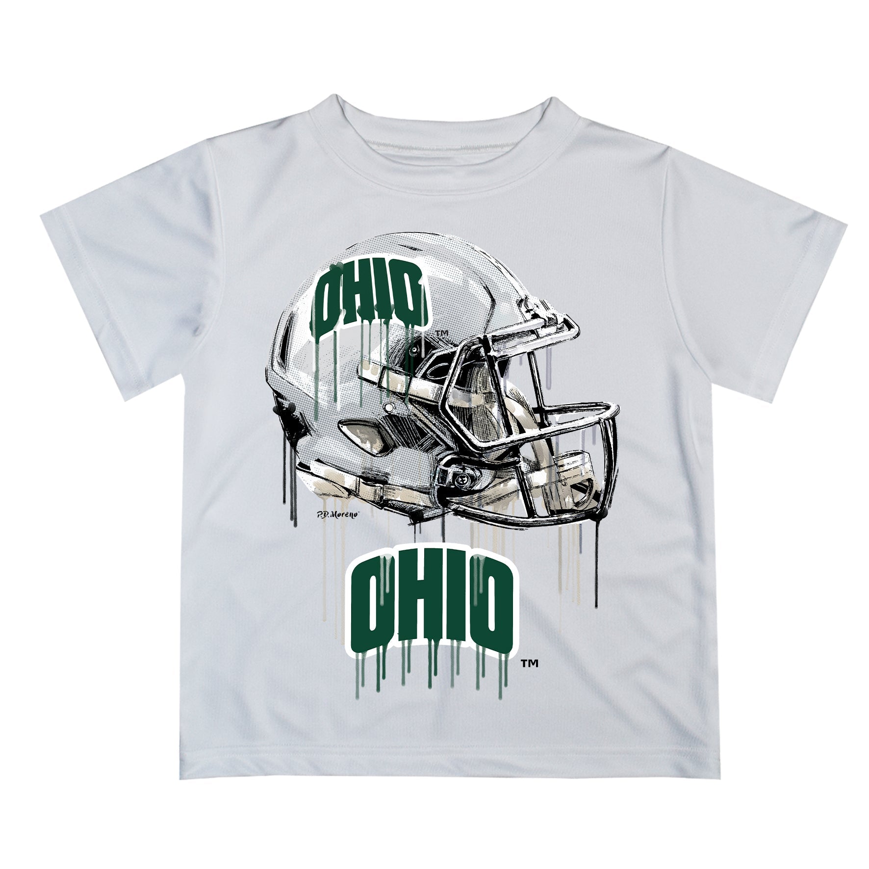 Ohio University Bobcats Original Dripping Football Helmet White T-Shir