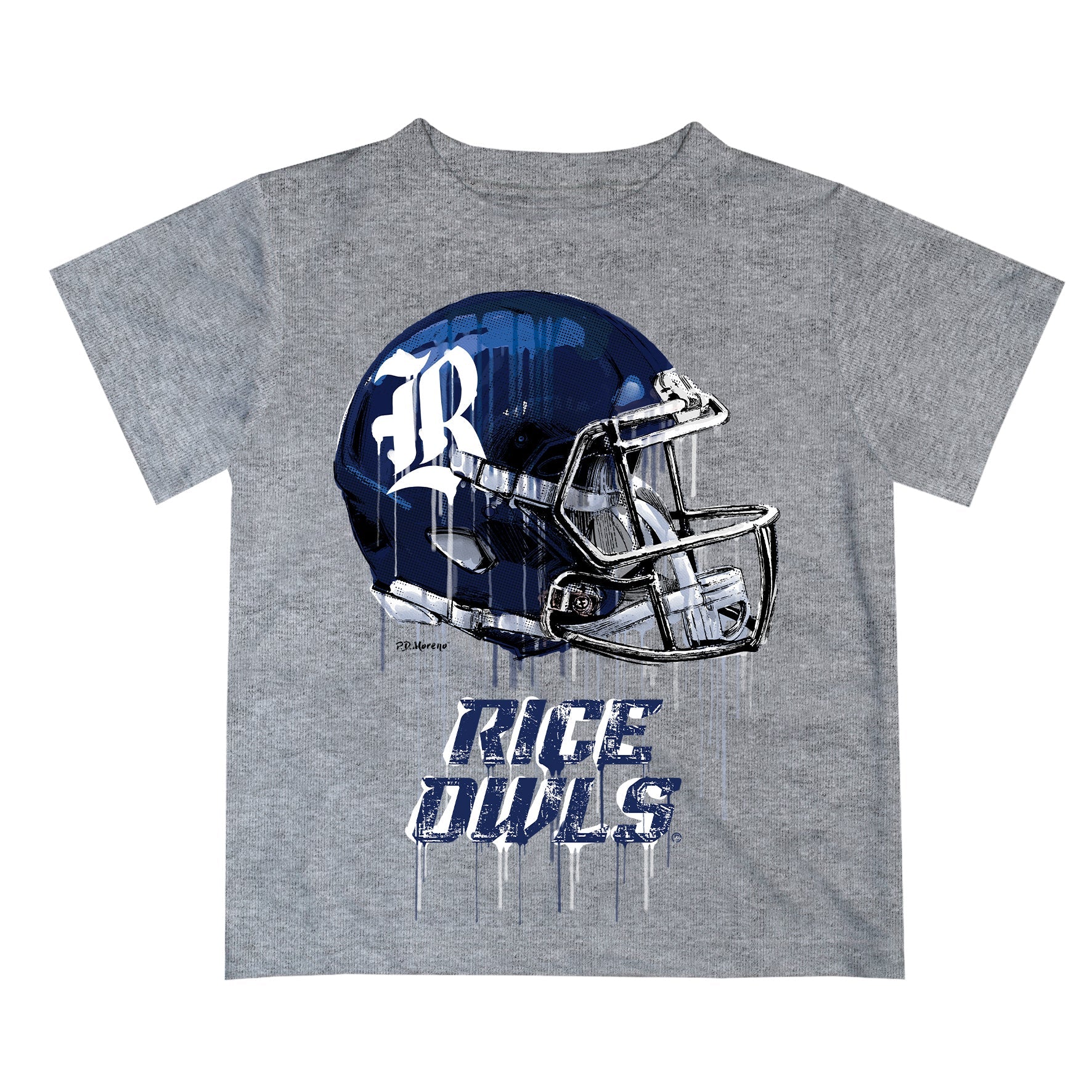 Rice University Owls Original Dripping Football Helmet Heather Gray T-