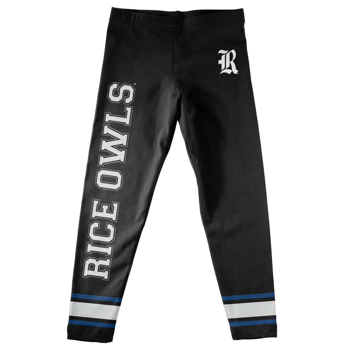 Rice Owls Verbiage And Logo Black Stripes Leggings