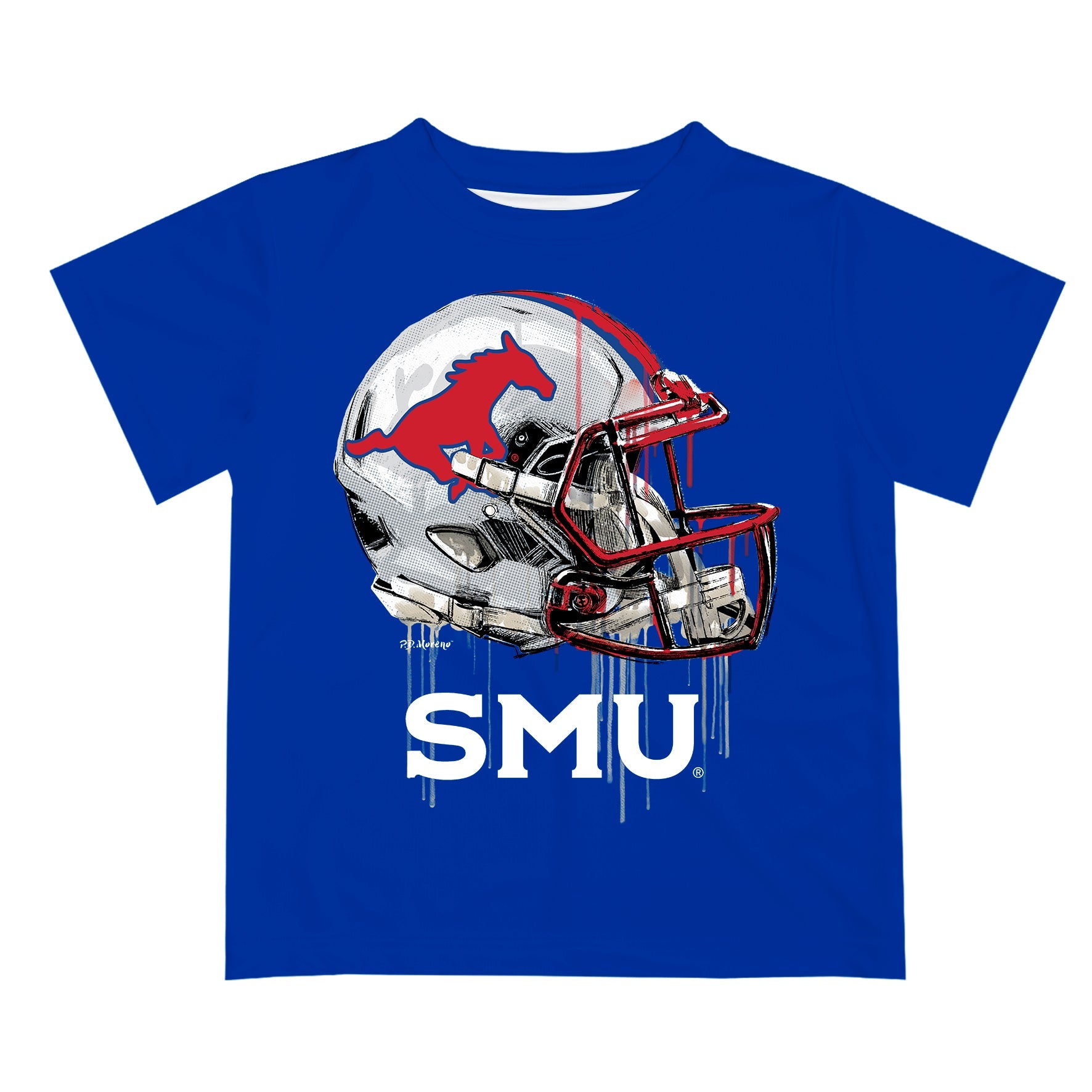 Southern Methodist Mustangs Original Dripping Football Helmet Blue T-S