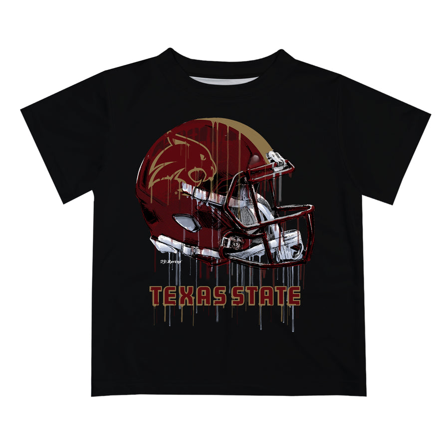 Texas State University Bobcats TXST Original Dripping Football Black T