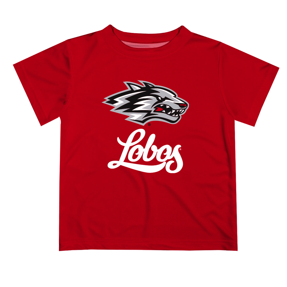 New Mexico Lobos Script V1 Red Short Sleeve Tee Shirt by Vive La Fete