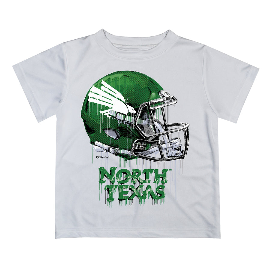 North Texas Mean Green Original Dripping Football White T-Shirt for Bo