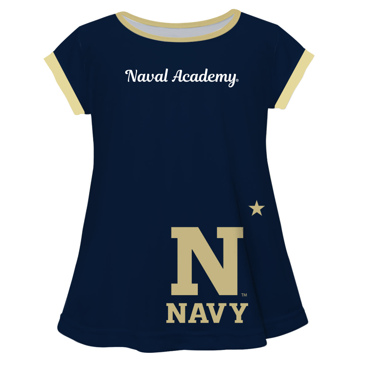 United States Naval Academy Big Logo Navy Blue Short Sleeve Girls Laur