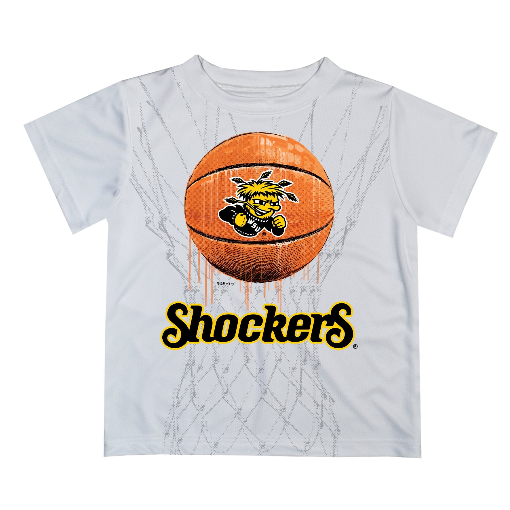 Wichita State University Original Dripping Basketball White T-Shirt fo